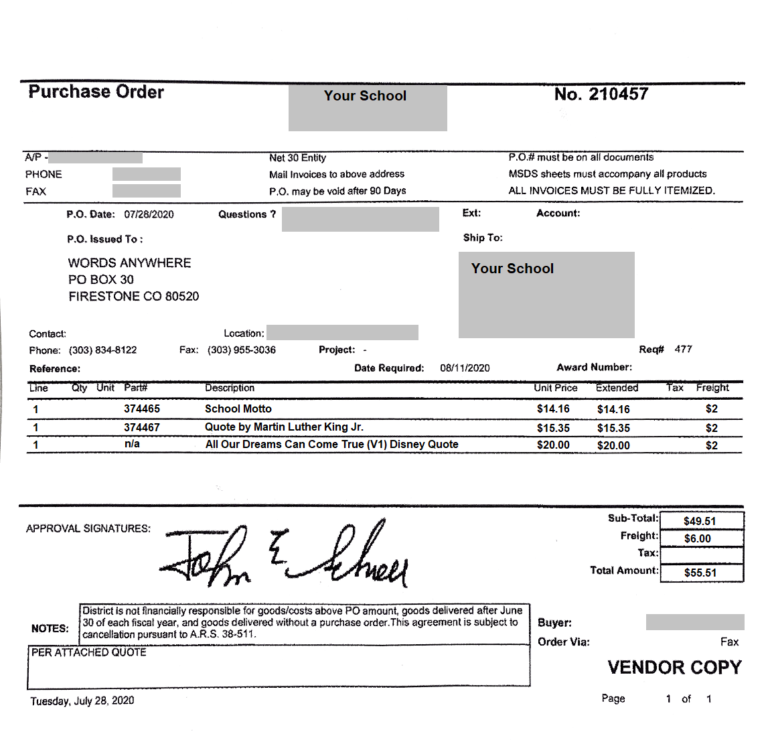 Purchase Orders | Words Anywhere